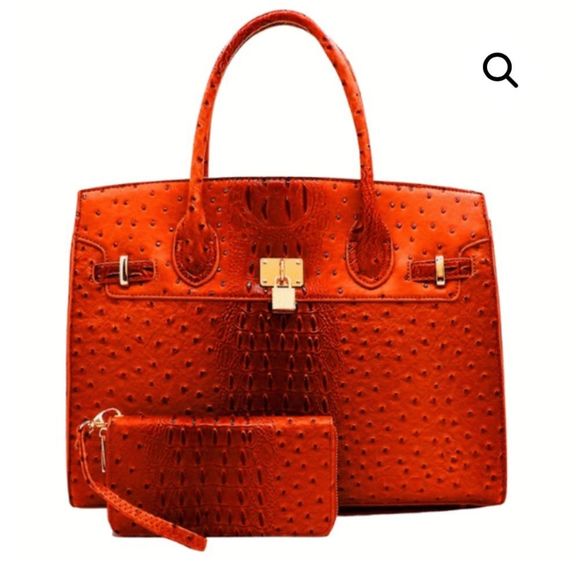 Bags | Burnt Orange Purse Burnt Orange Embossed Large Satchel W Wallet ...